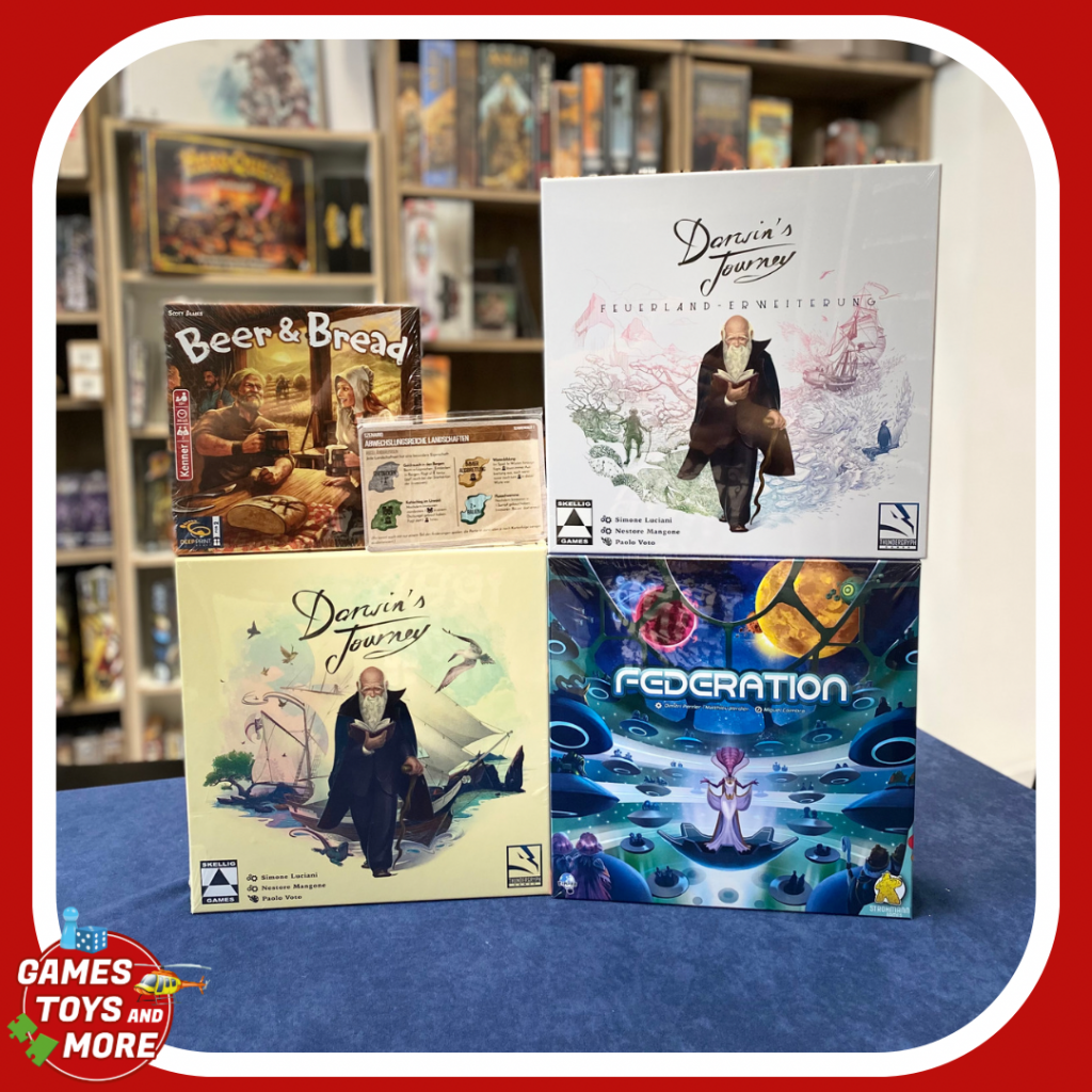 Darwins Journey, Fluxx, Pokemon, Beer & Bread, Triqueta, Encyclopedia, Splendor Duel, Roll ...